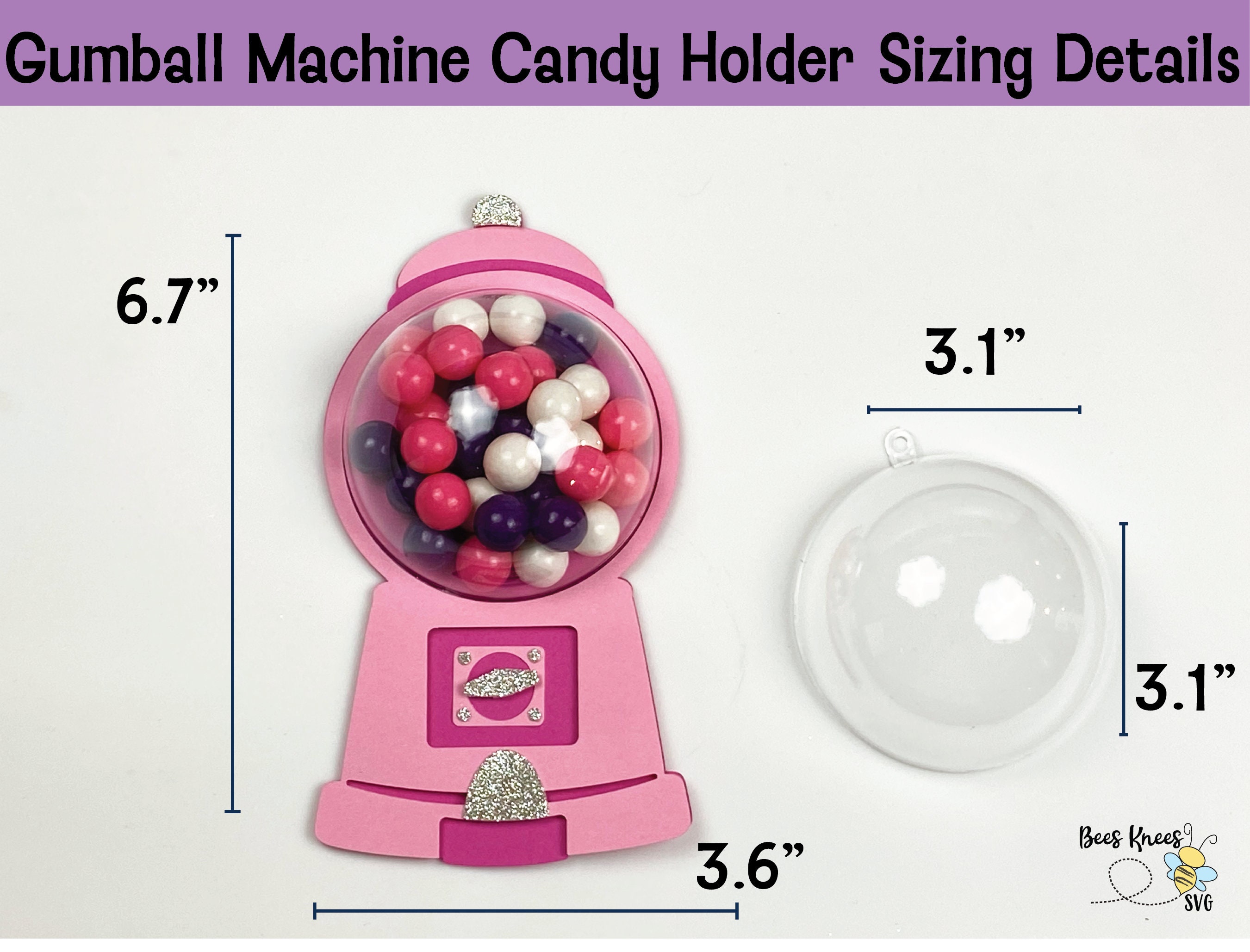Gumball Machine Dome Candy Holder Svg Valentine's Day - Etsy México