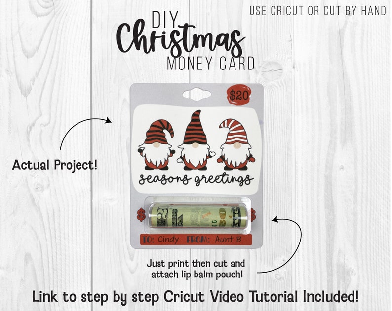 Printable Christmas Money Card, Lip Balm Pouch Money Card, Gnomes Svg ...