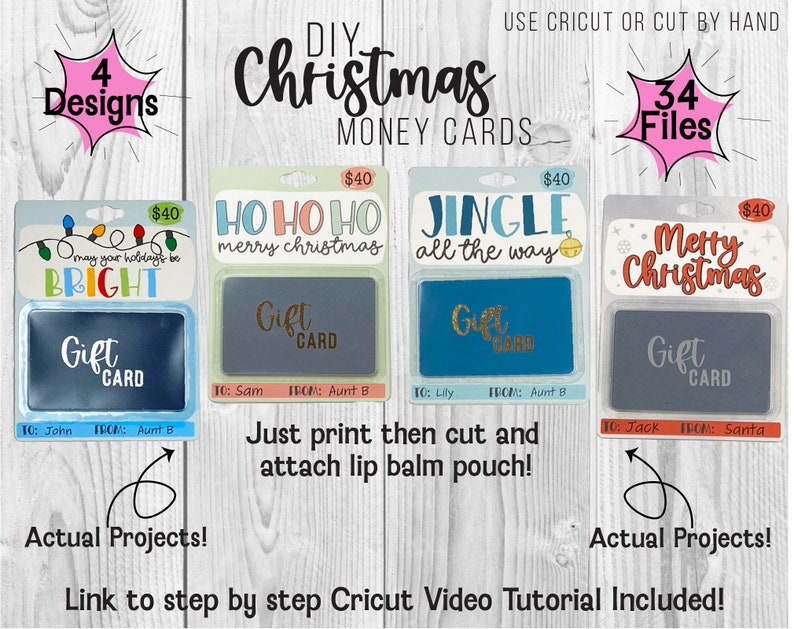 Printable Christmas Gift Card Holder Template Bundle Holiday - Etsy