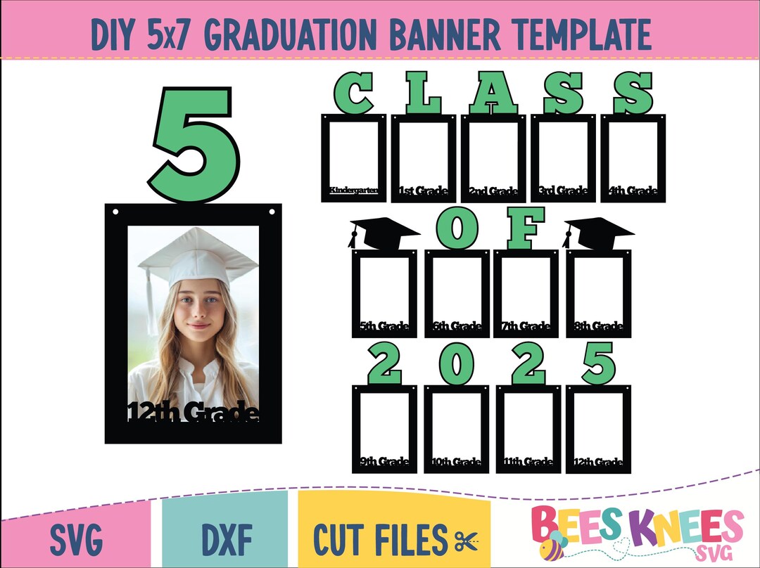 Graduation Photo Banner Svg, Class of 2025 DIY Banner, 5x7 Photo Banner ...