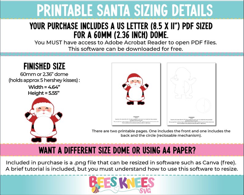 Printable Santa Dome Candy Holder Template • Winter Craft Digital ...