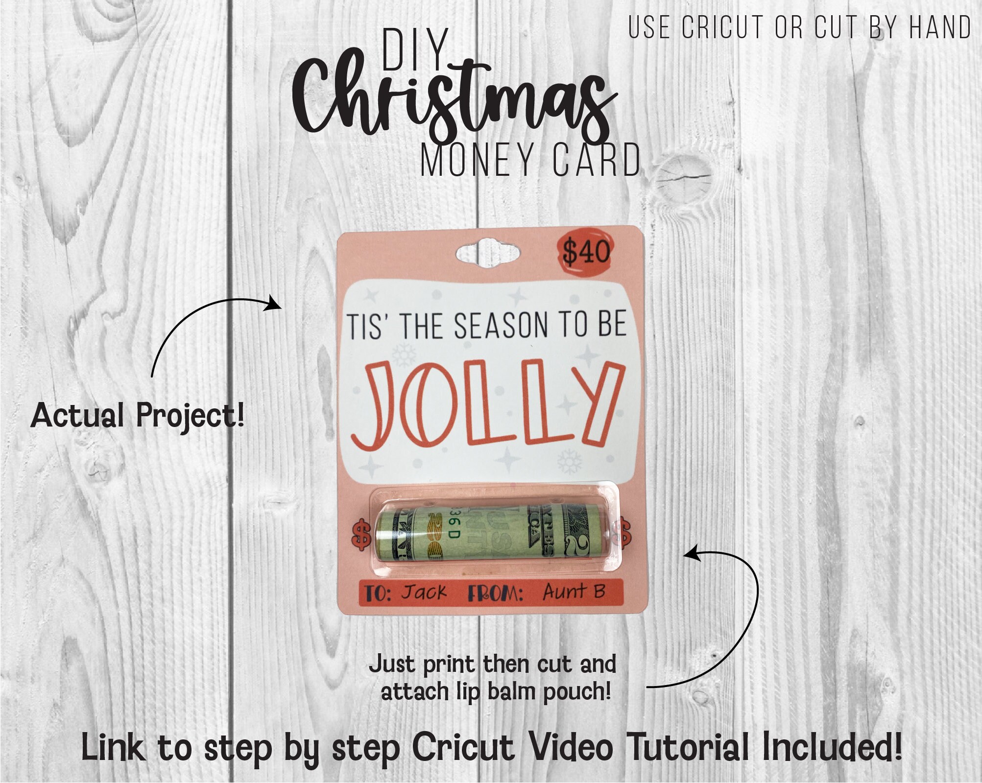 Printable Christmas Money Card Lip Balm Pouch Money Card - Etsy
