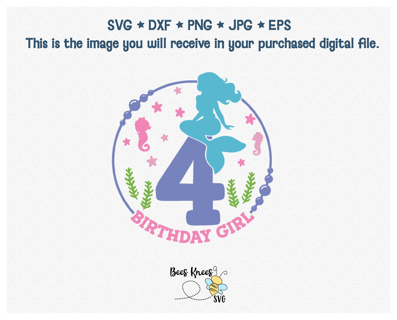 Mermaid 4th Birthday Shirt Svg, Mermaid Birthday Girl Svg, Mermaid Svg ...