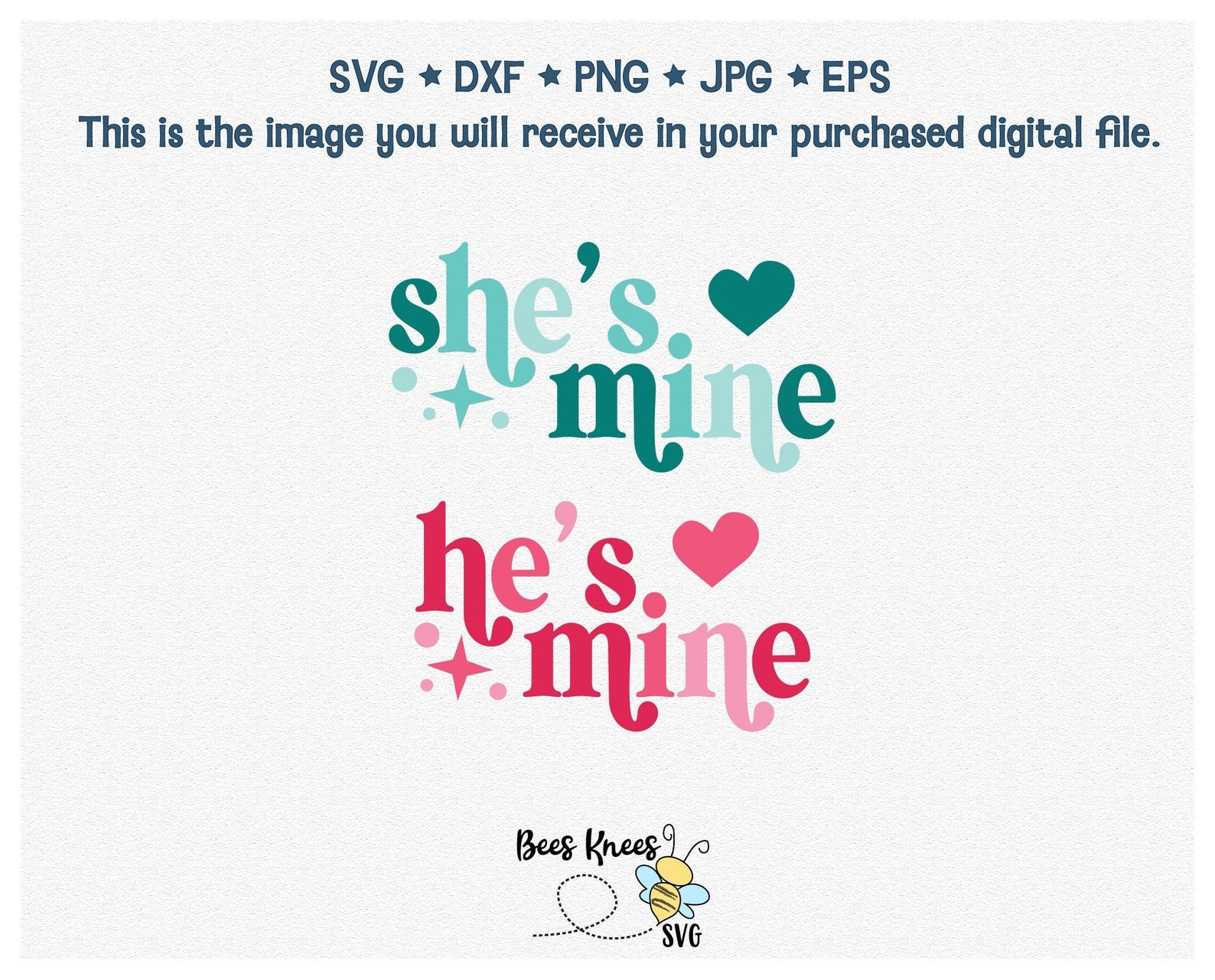 She's Mine He's Mine Svg, Couples Valentine's Day Shirt Svg, Retro ...