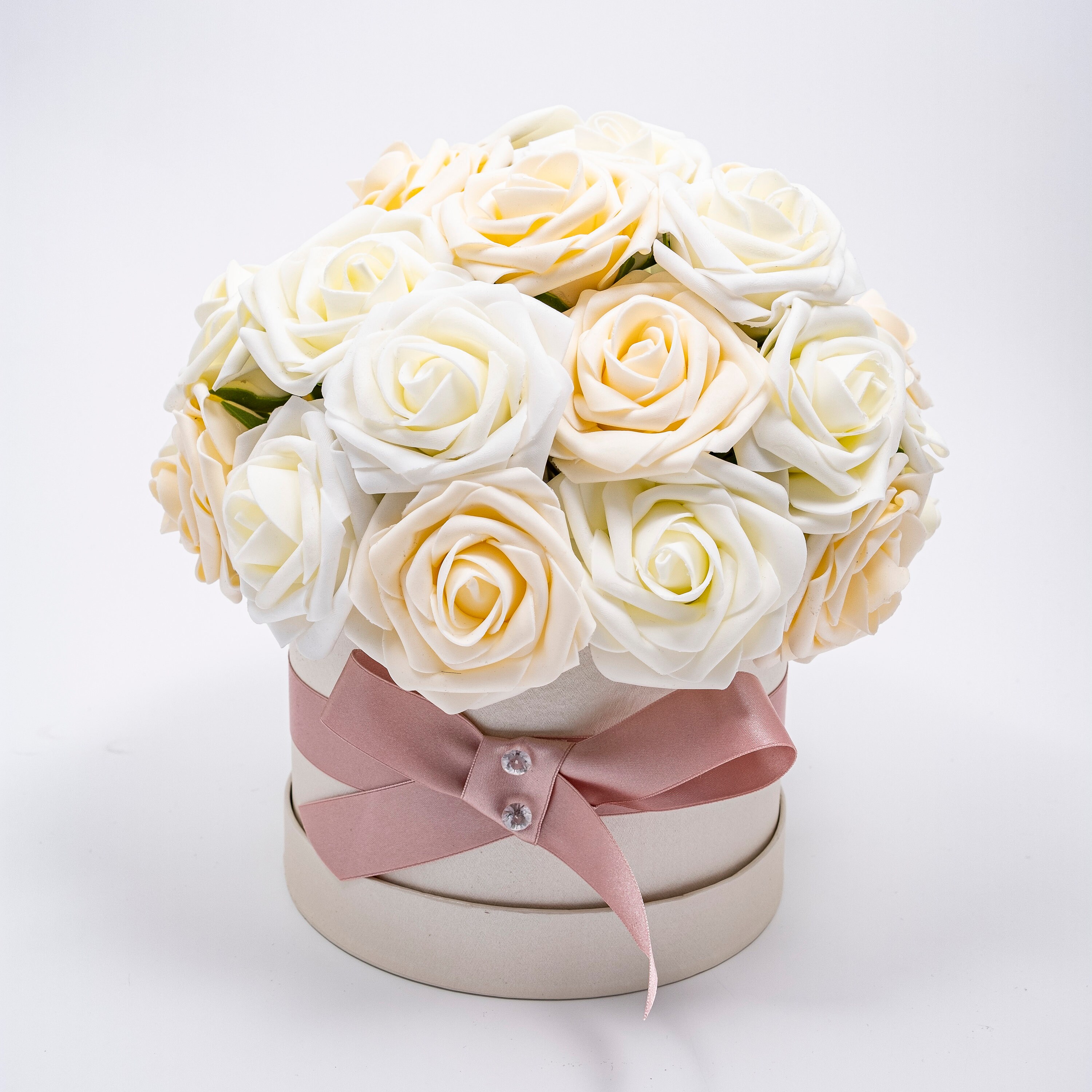 Cream Hat Box With Peach and Cream Faux Flowers - Etsy