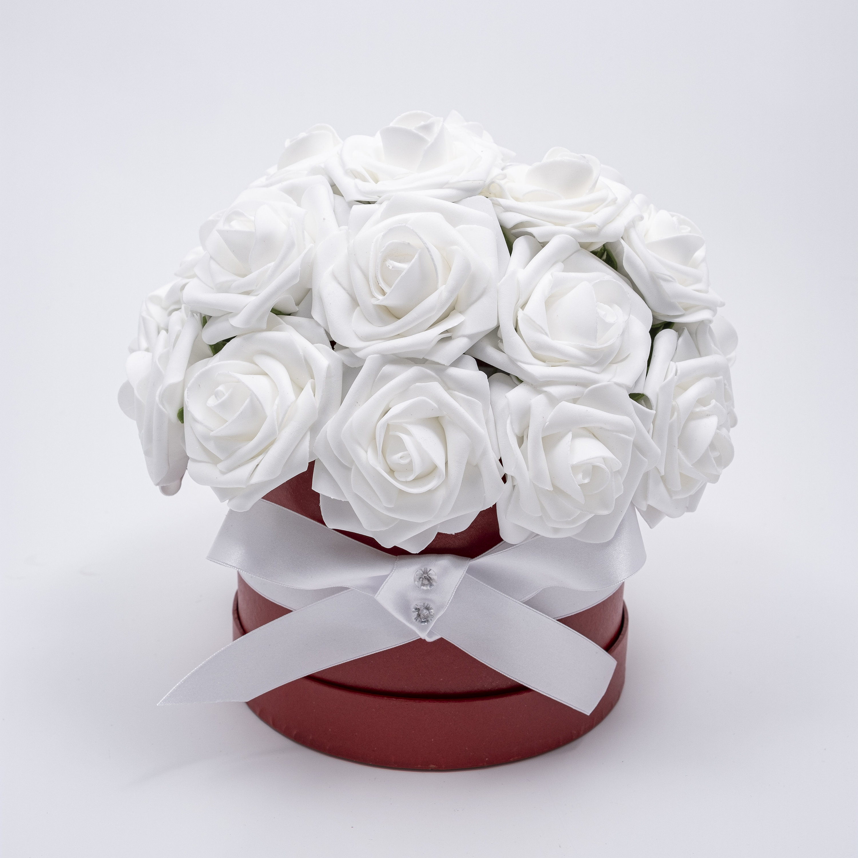 Red Hat Box With White Faux Roses - Etsy
