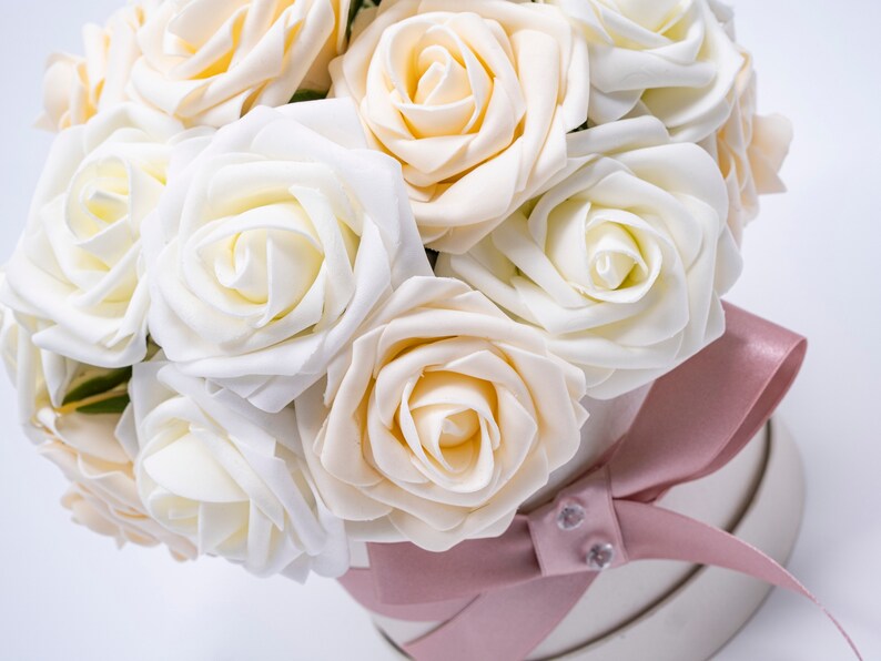 Cream Hat Box With Peach and Cream Faux Flowers - Etsy