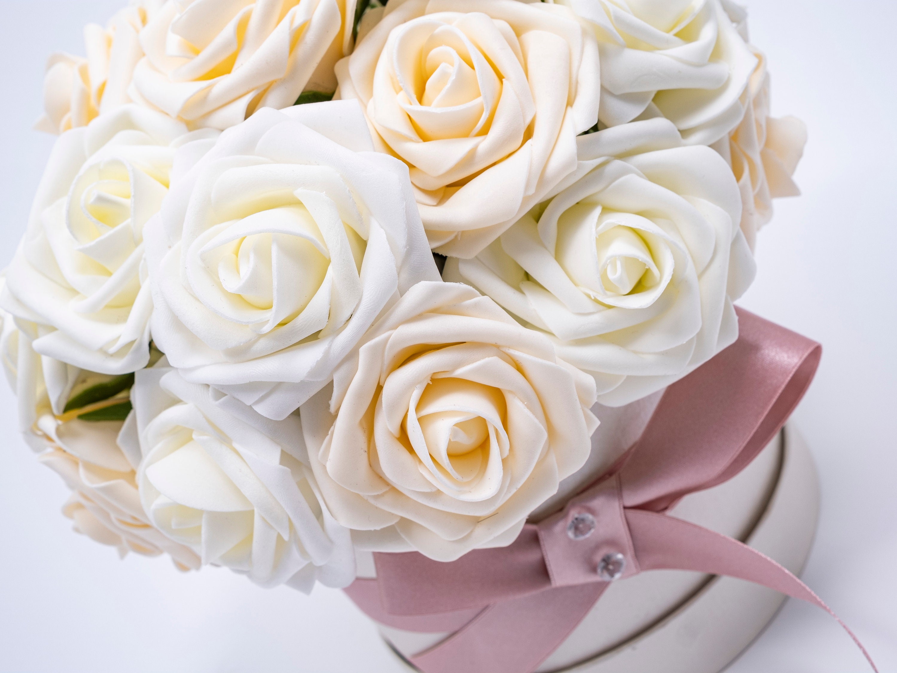 Cream Hat Box With Peach and Cream Faux Flowers - Etsy