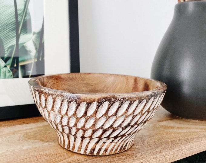 Wooden Bowl Handcrafted Kitchen Wood Bowl Natural Round Wood - Etsy