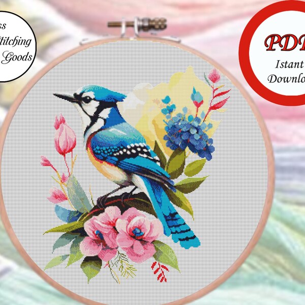 Red Cardinal Bird Cross Stitch Pattern , Easy Cross Stitch Pattern PDF ...