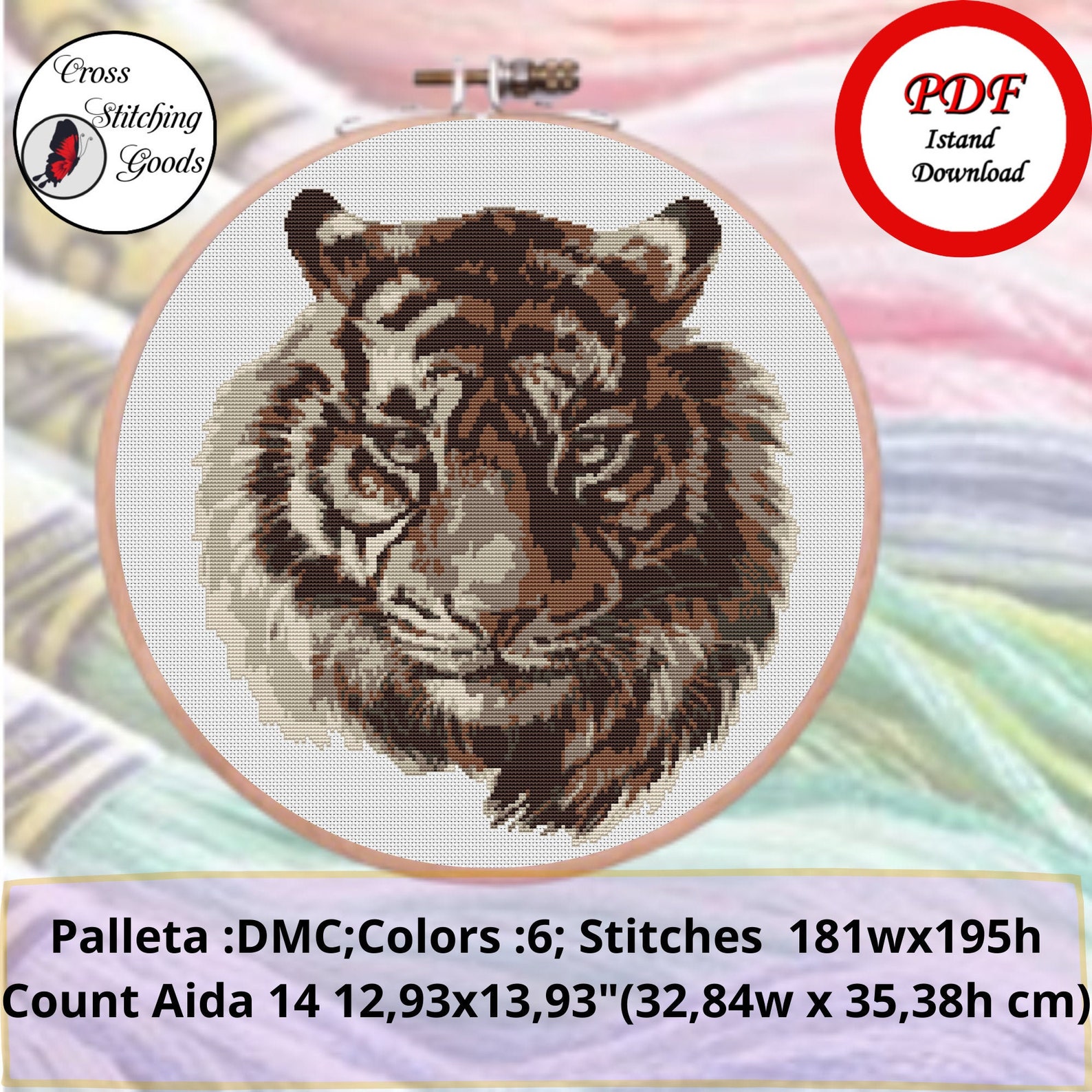 Tiger Cross Stitch Pattern , Modern Cross Stitch Pattern PDF - Etsy