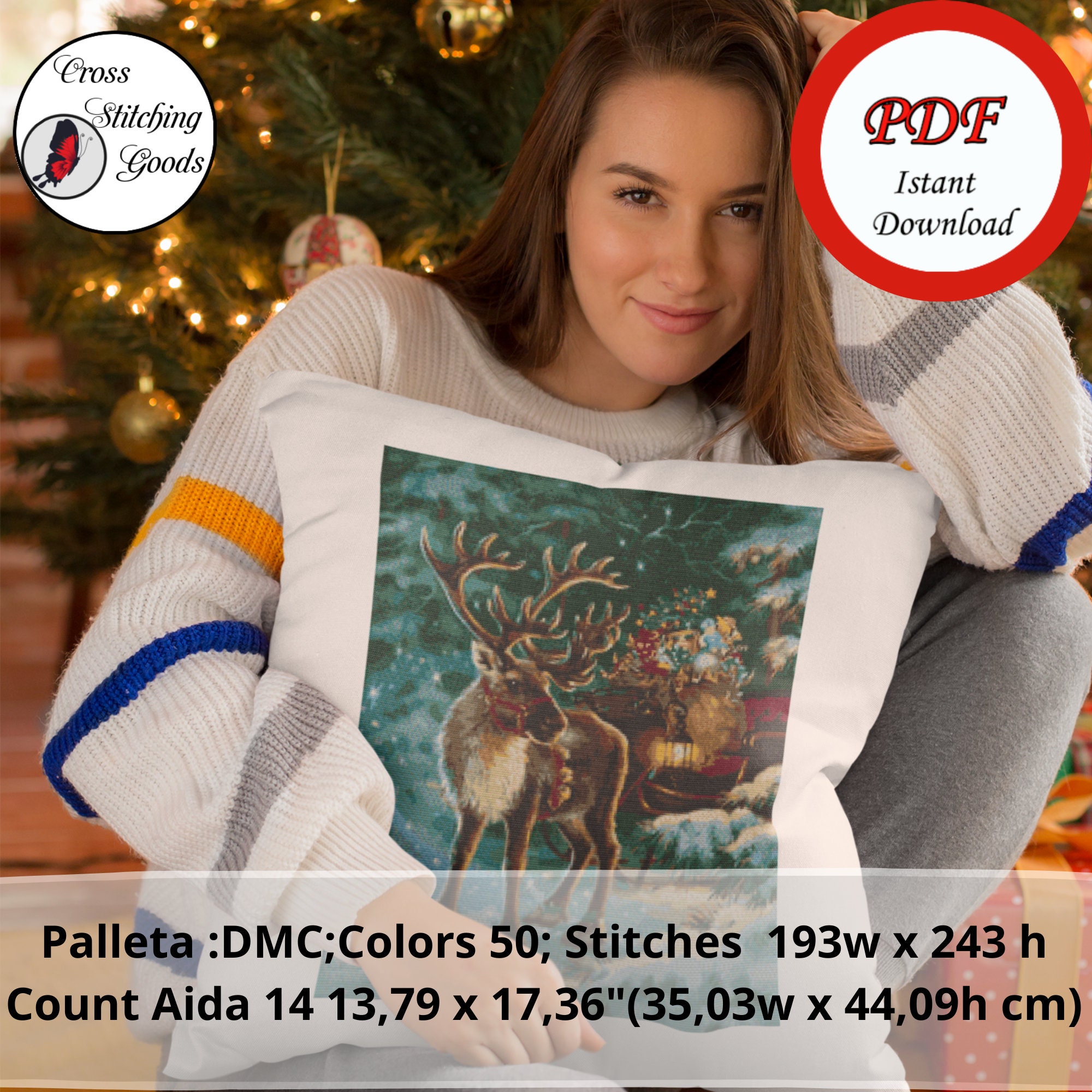 Reindeer Rudolph Cross Stitch Pattern Modern Cross Stitch - Etsy