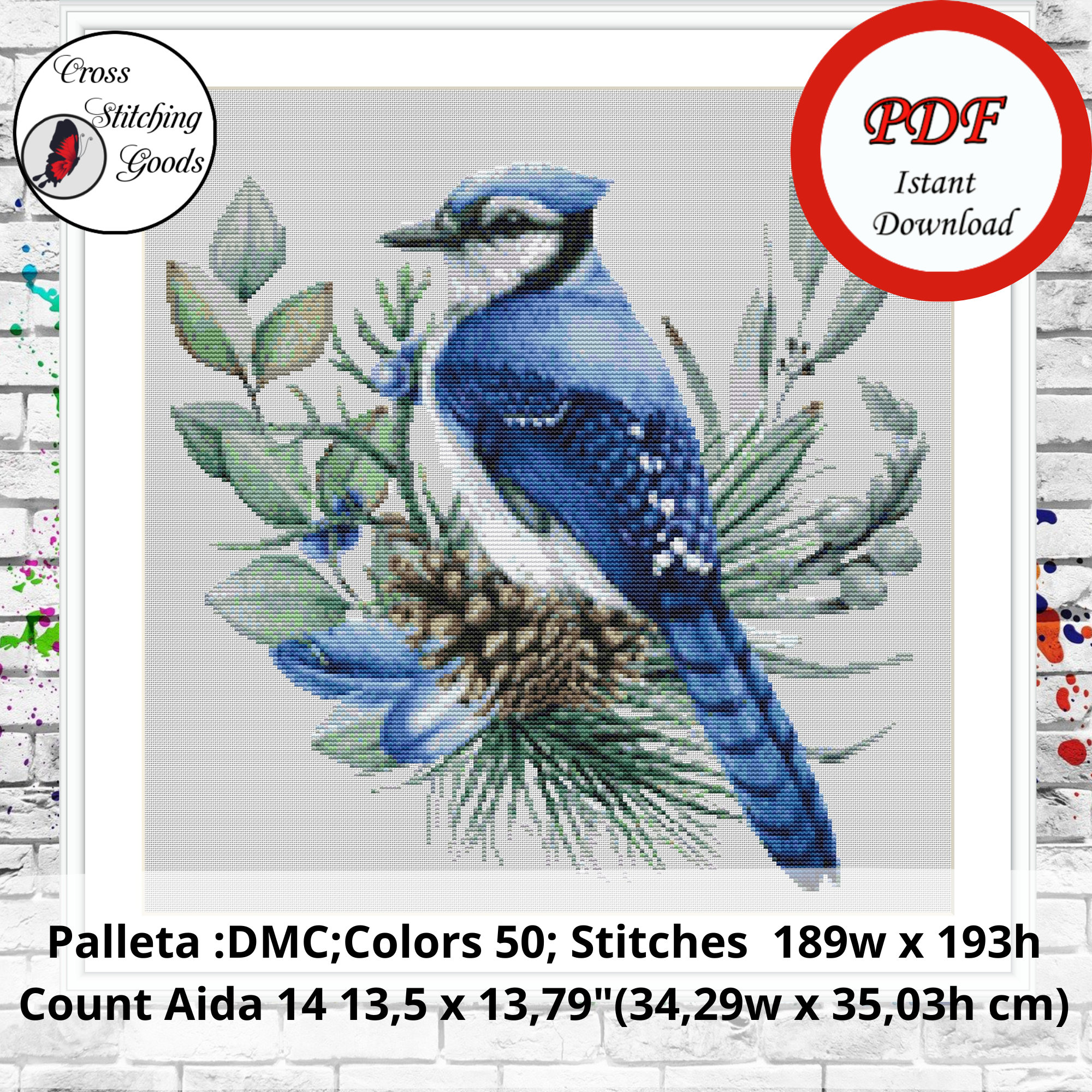 Blue Jay Cross Stitch Pattern Modern Cross Stitch Pattern - Etsy UK