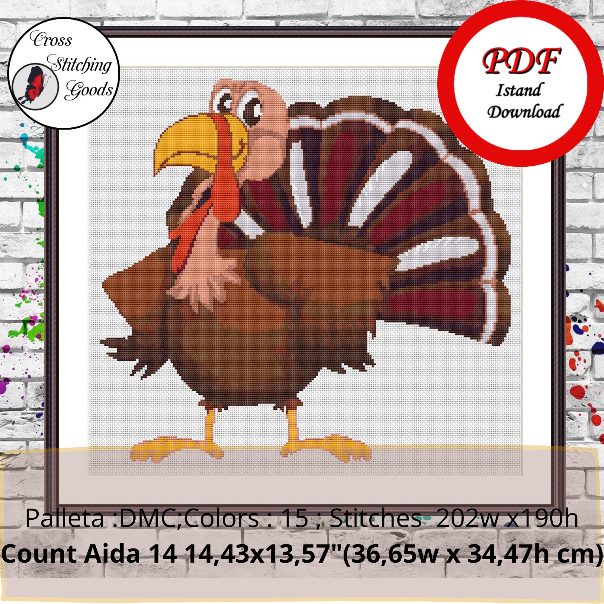Cartoon Turkey Cross Stitch Pattern Modern Cross Stitch - Etsy