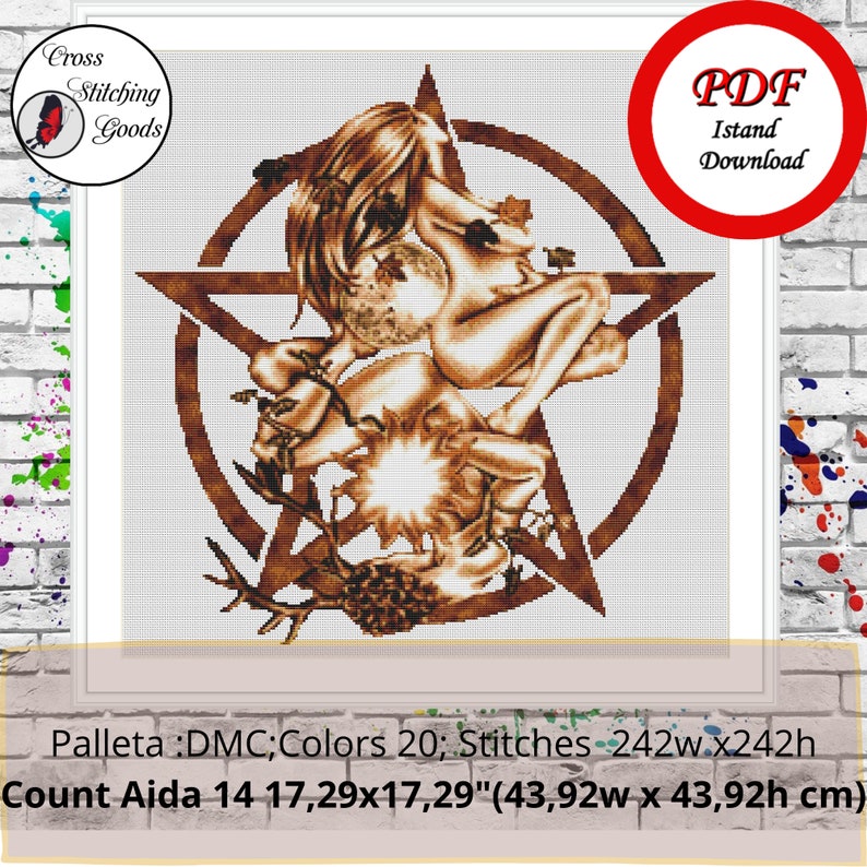 Pentagram Cross Stitch Pattern Modern Cross Stitch Pattern - Etsy