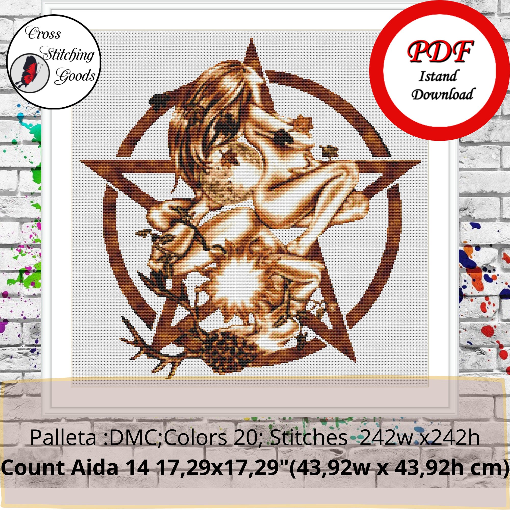 Pentagram Cross Stitch Pattern Modern Cross Stitch Pattern - Etsy