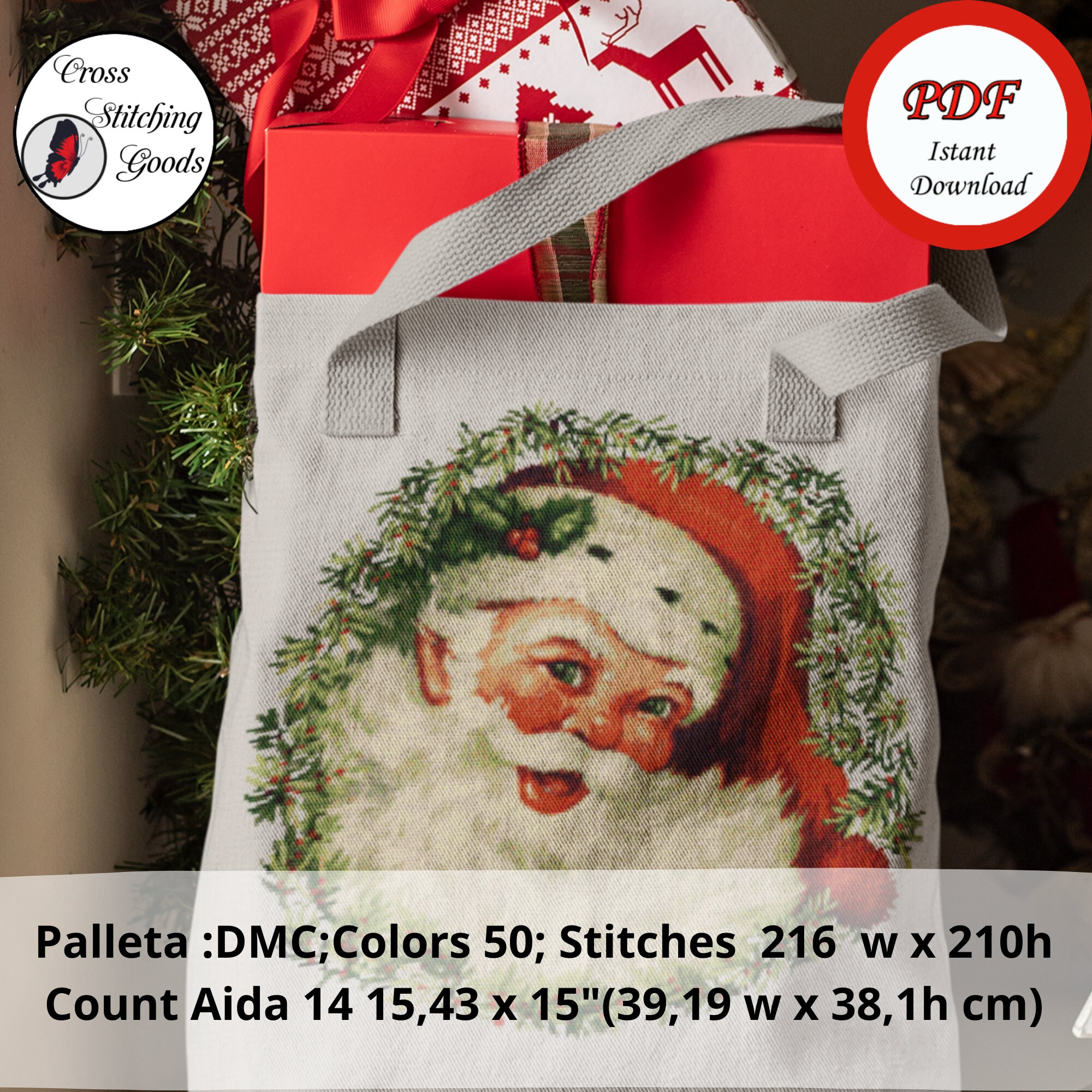 Vintage Santa Claus Cross Stitch Pattern Modern Cross Stitch - Etsy