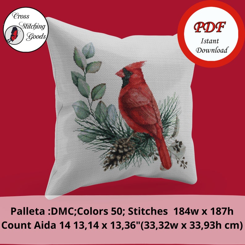 Red Cardinal Bird Cross Stitch Pattern Modern Cross Stitch - Etsy