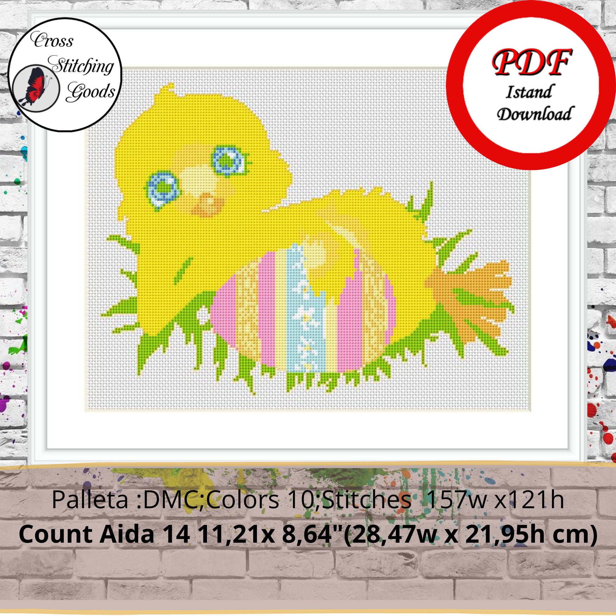 Cute Yellow Chick Pattern Modern Cross Stitch Pattern PDF | Etsy