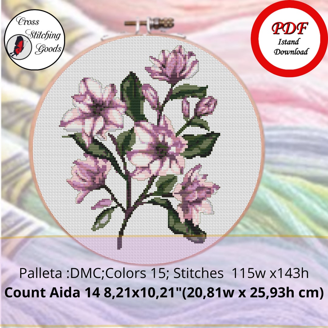 Magnolia Cross Stitch Pattern , Easy Cross Stitch Pattern PDF - Etsy