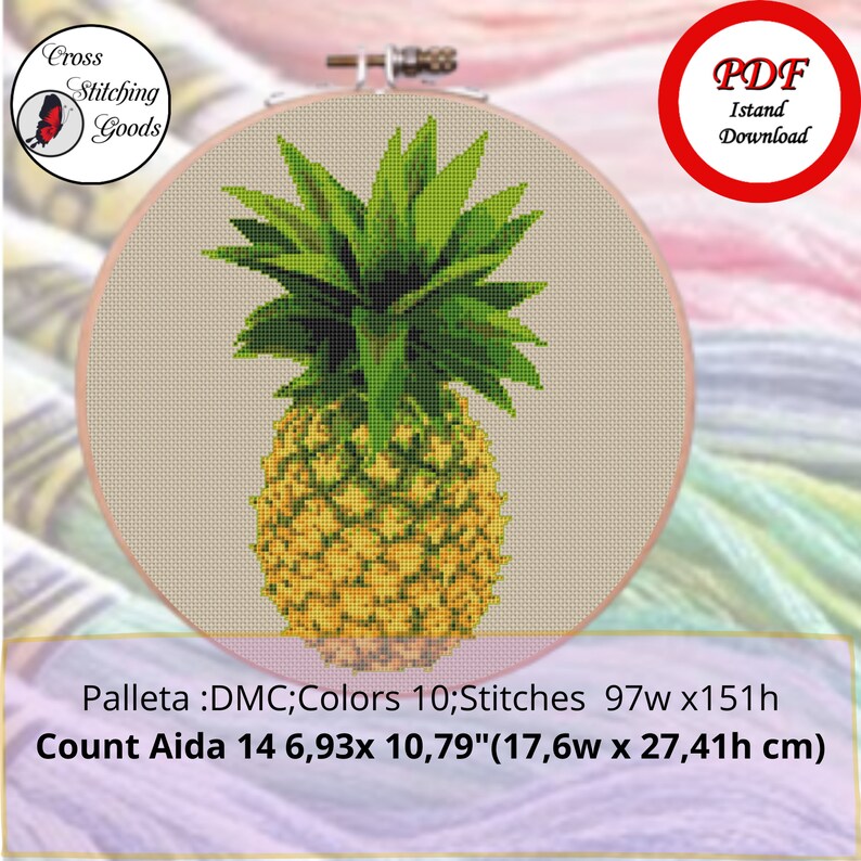Pineapple Cross Stitch Pattern Easy Cross Stitch Pattern PDF - Etsy