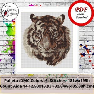 Tiger Cross Stitch Pattern , Modern Cross Stitch Pattern PDF - Etsy
