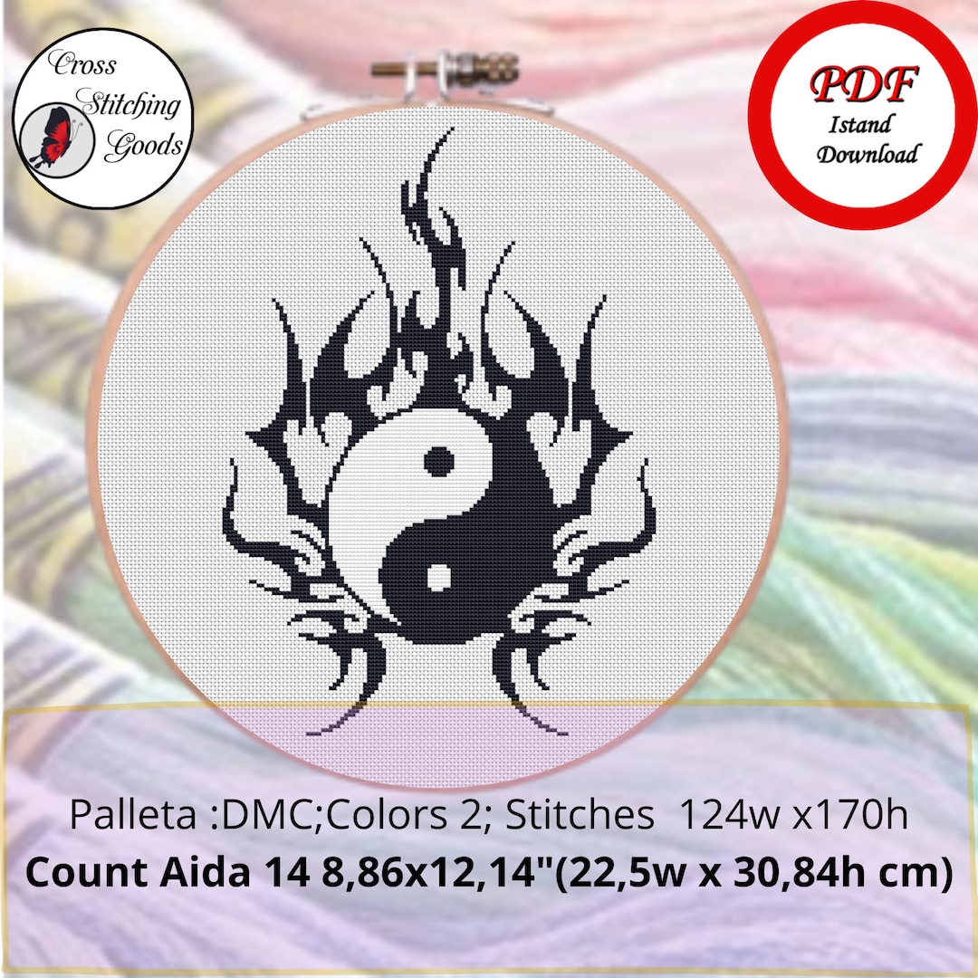 Yin an Yang Cross Stitch Pattern , Modern Still Life Cross Stitch ...