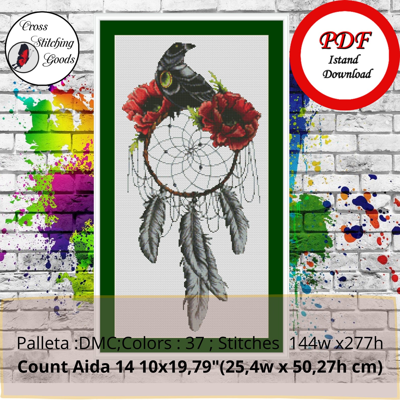 Raven Trap for Dreams and Poppies Cross Stitch Pattern - Etsy