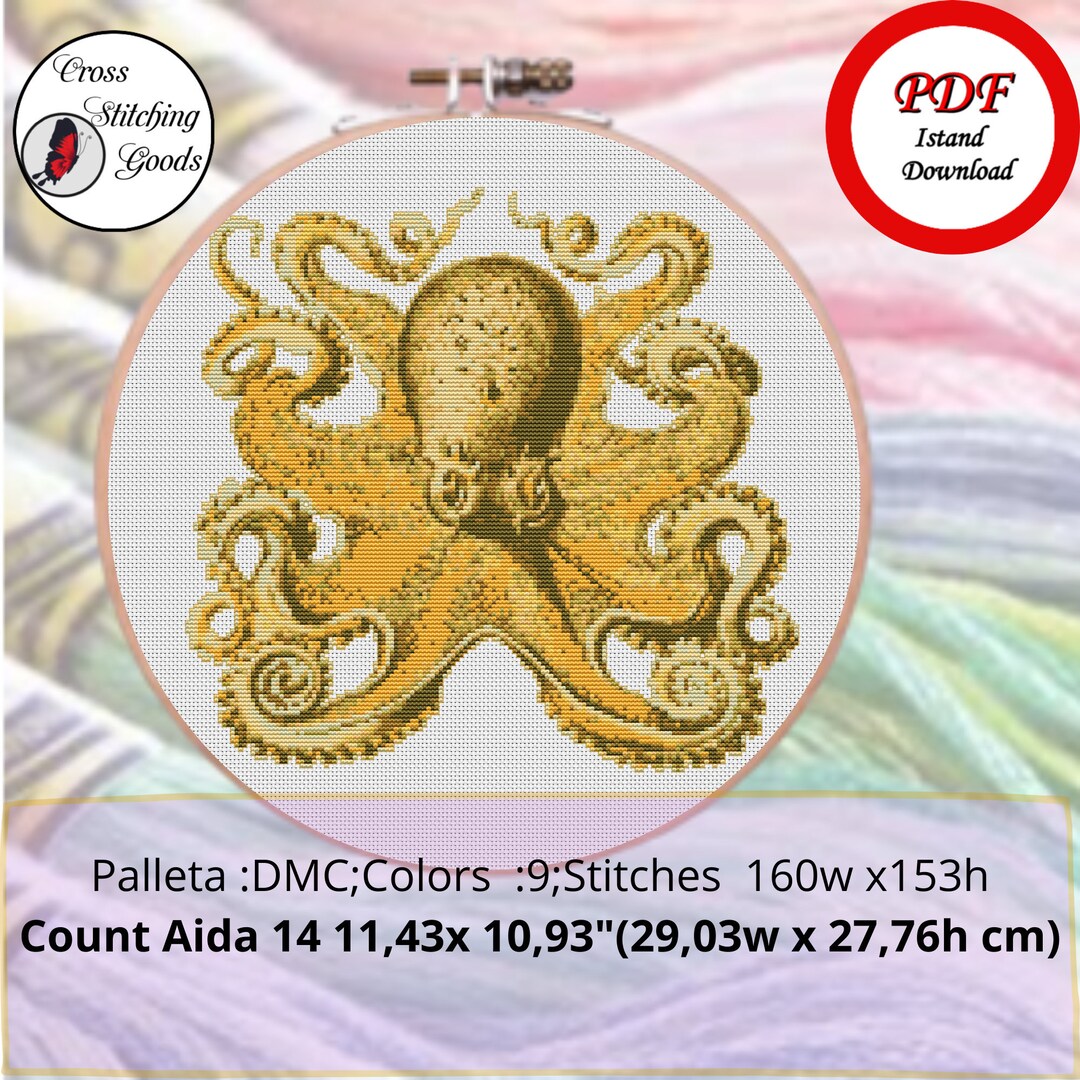 Octopus Cross Stitch Pattern , Modern Cross Stitch PDF - Etsy