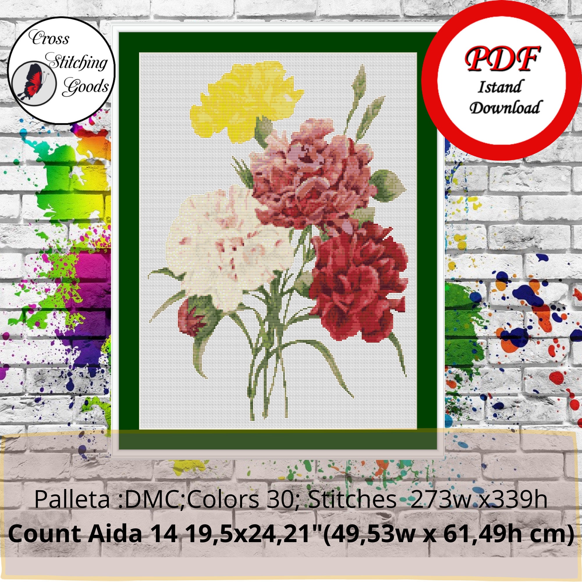 Spring Flowers Cross Stitch Pattern Modern Cross Stitch | Etsy