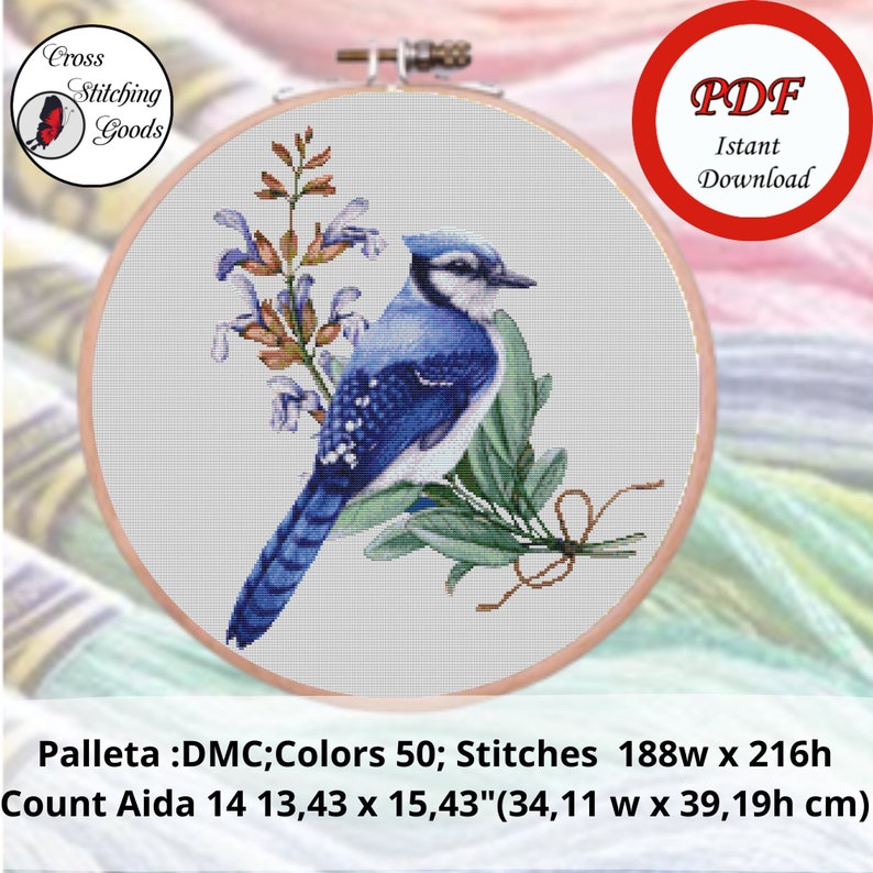 Blue Jay With Flowers Cross Stitch Pattern Pdf,gnomes Cross Stitch ...