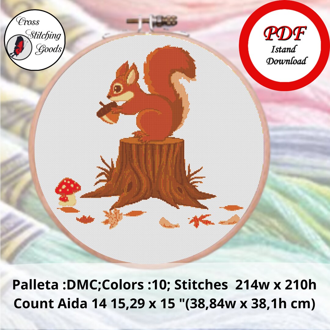 Cute Squirrel Cross Stitch Pattern , Easy Cross Stitch Pattern PDF - Etsy