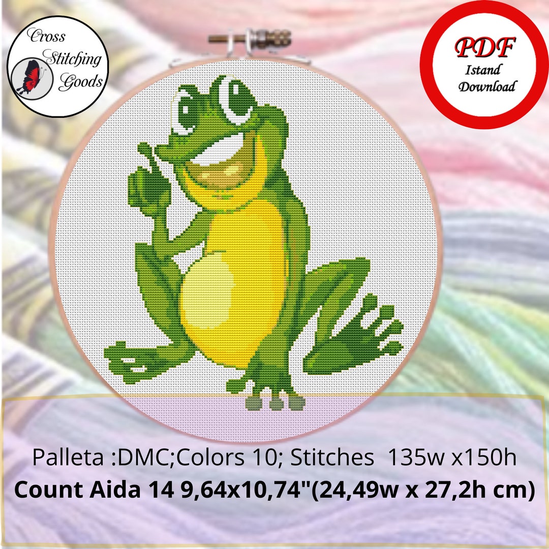 Funny Frog Cross Stitch Pattern , Easy Cross Stitch Pattern PDF - Etsy
