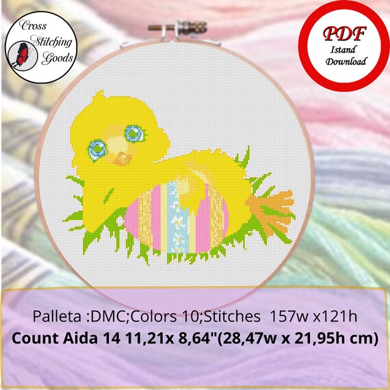 Cute Yellow Chick Pattern Modern Cross Stitch Pattern PDF | Etsy