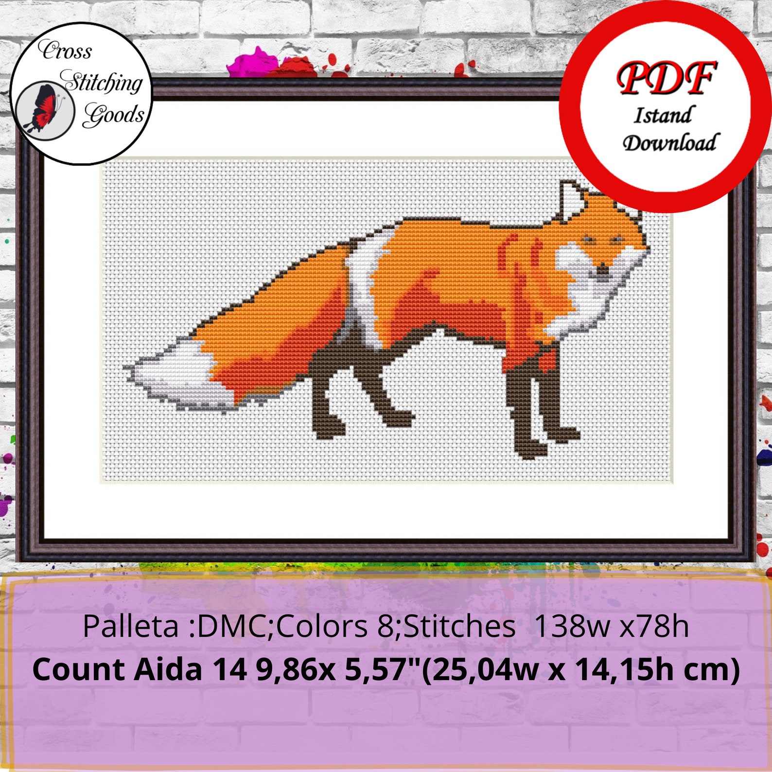 Patrón de punto de cruz de zorro salvaje patrón de punto de | Etsy