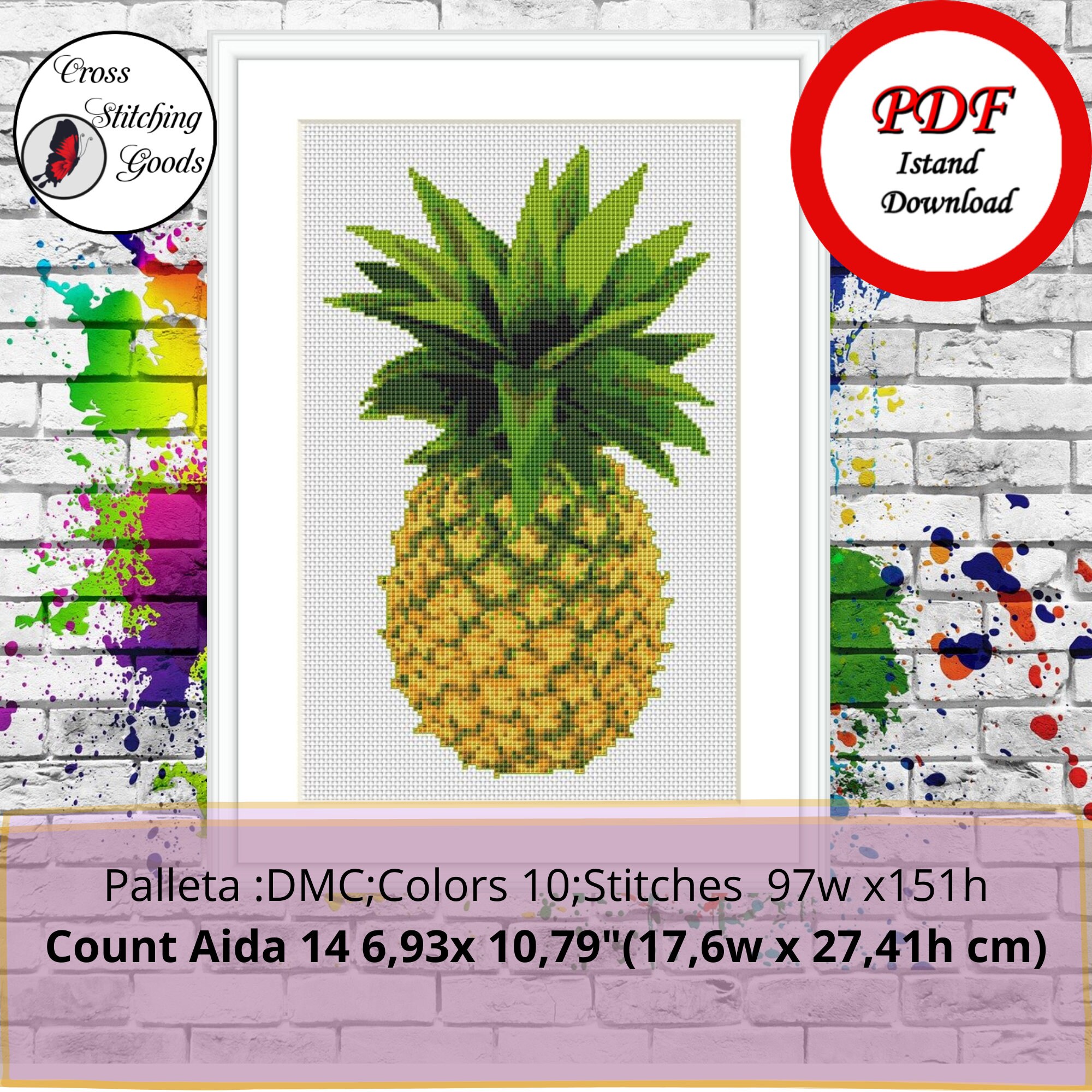 Pineapple Cross Stitch Pattern , Easy Cross Stitch Pattern PDF - Etsy