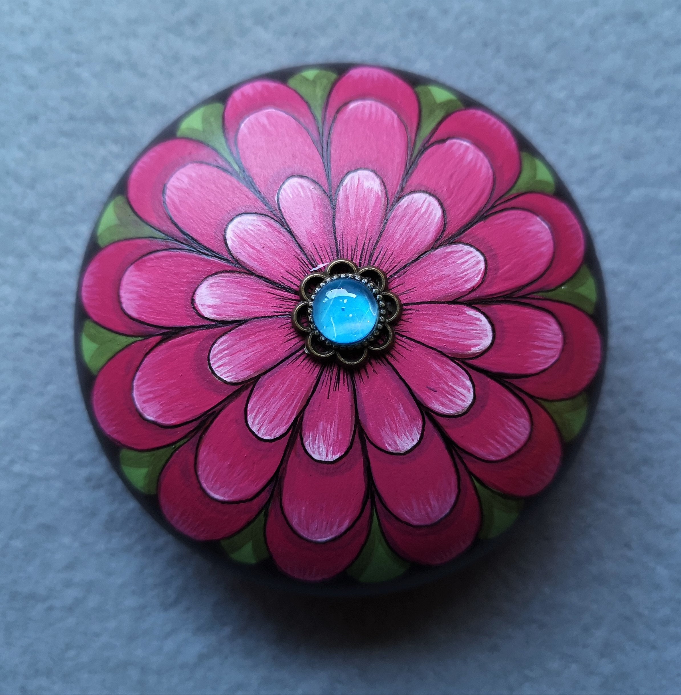 Pink Daisy Handpainted Art Stone - Etsy