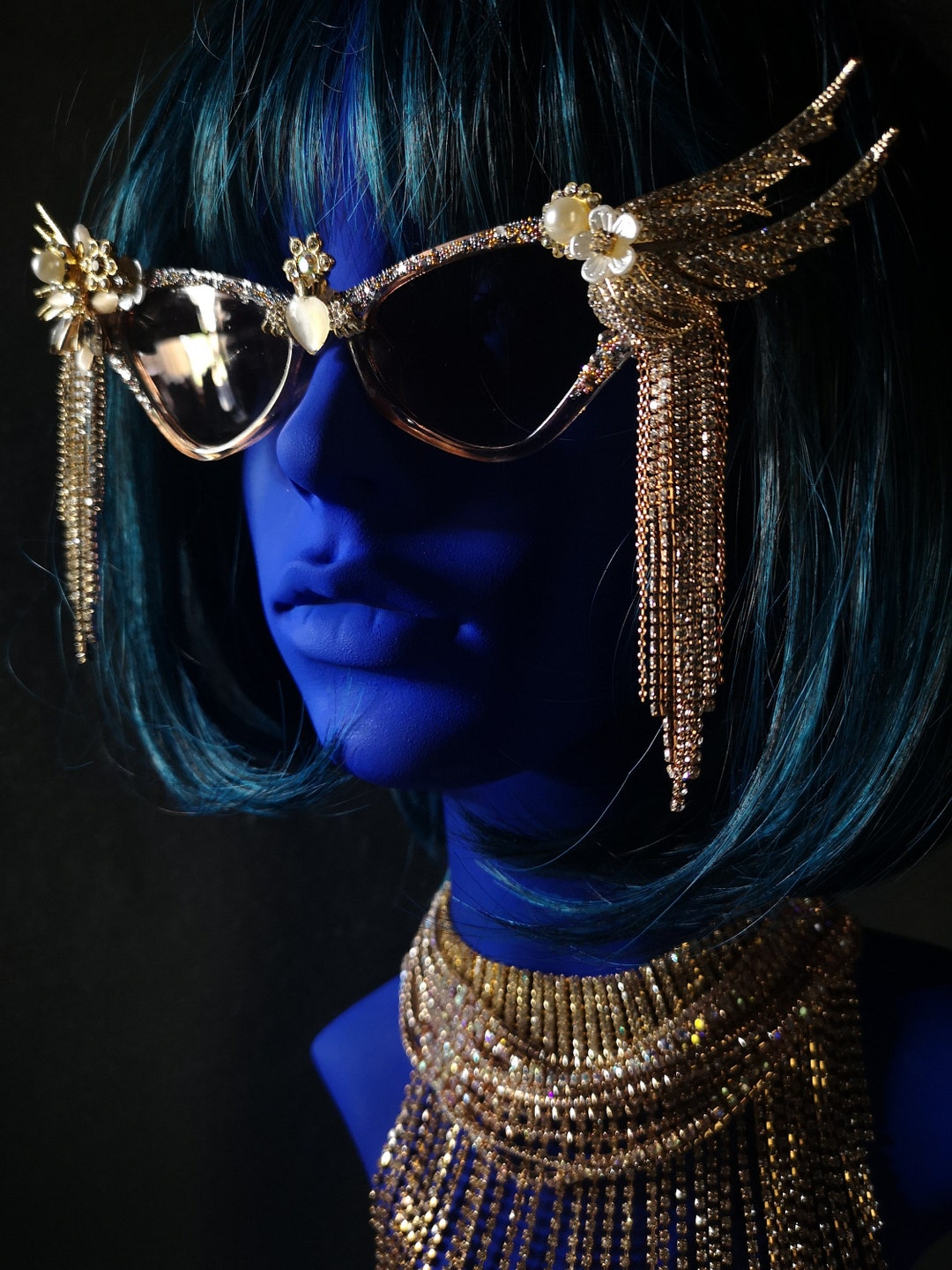 Gold Sunglasses - Hand Made - Festival - Rave - Dance Party -beach ...