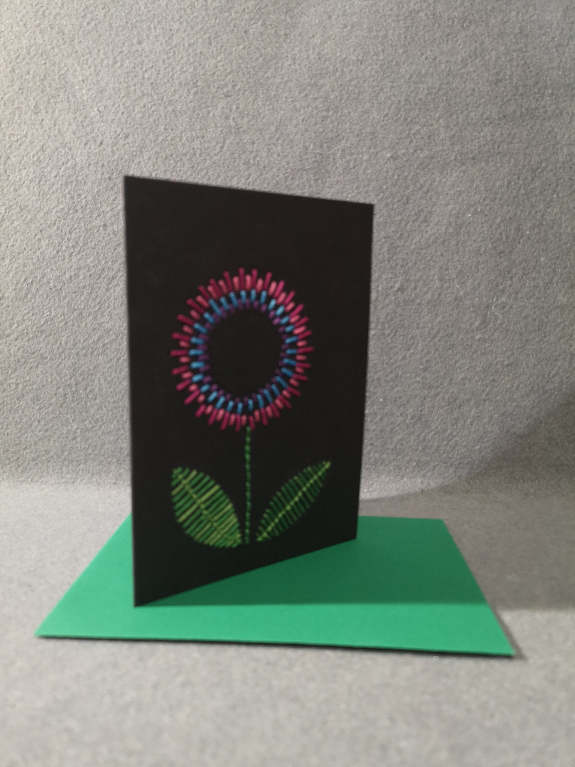 Hand Stitched Flower Card - Etsy
