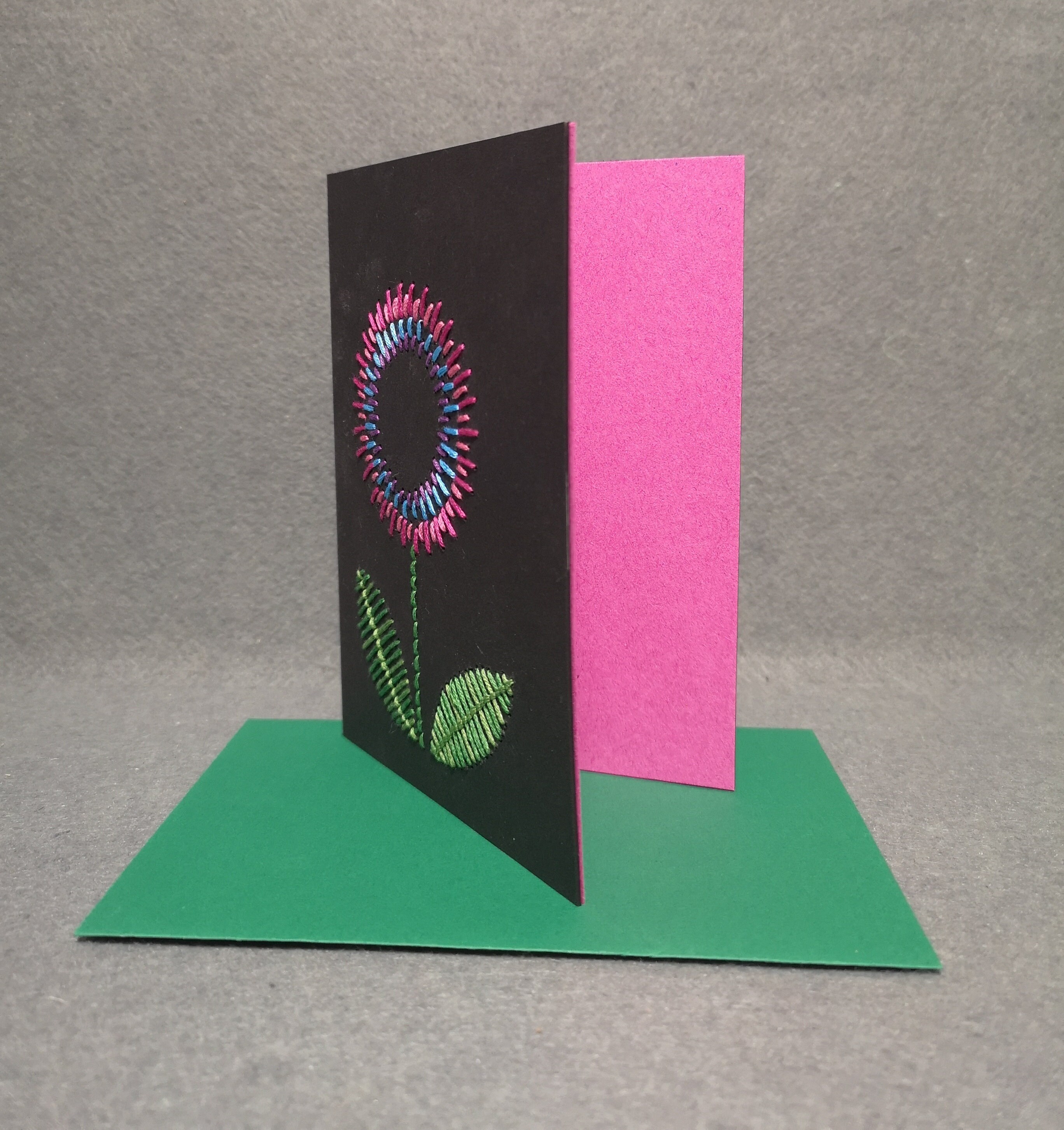 Hand Stitched Flower Card - Etsy