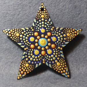 Hand Painted Dot Mandala Hanging Star - Metallic - Etsy