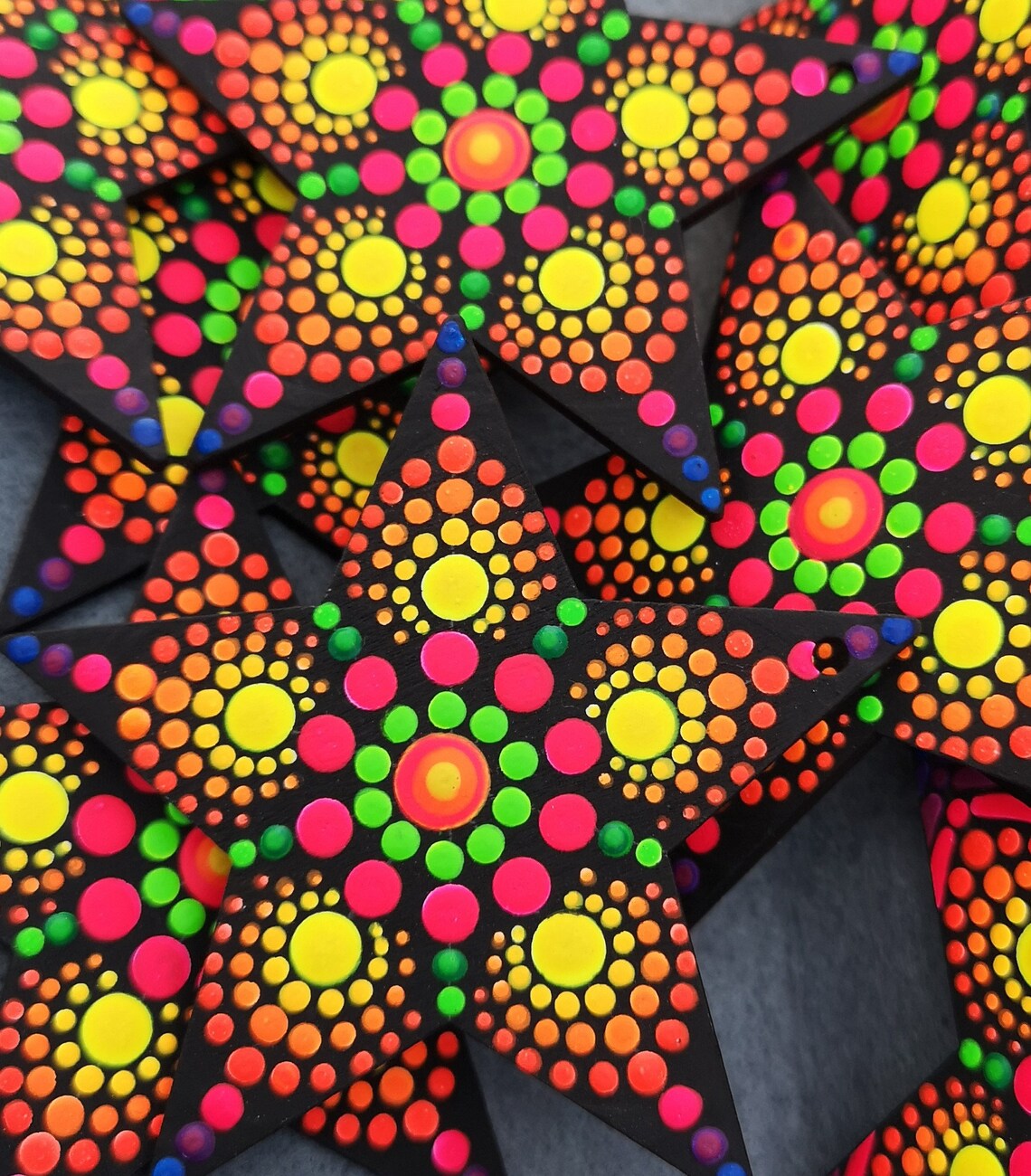 Neon Sunshine Star- Handpainted- Christmas Decoration - Etsy