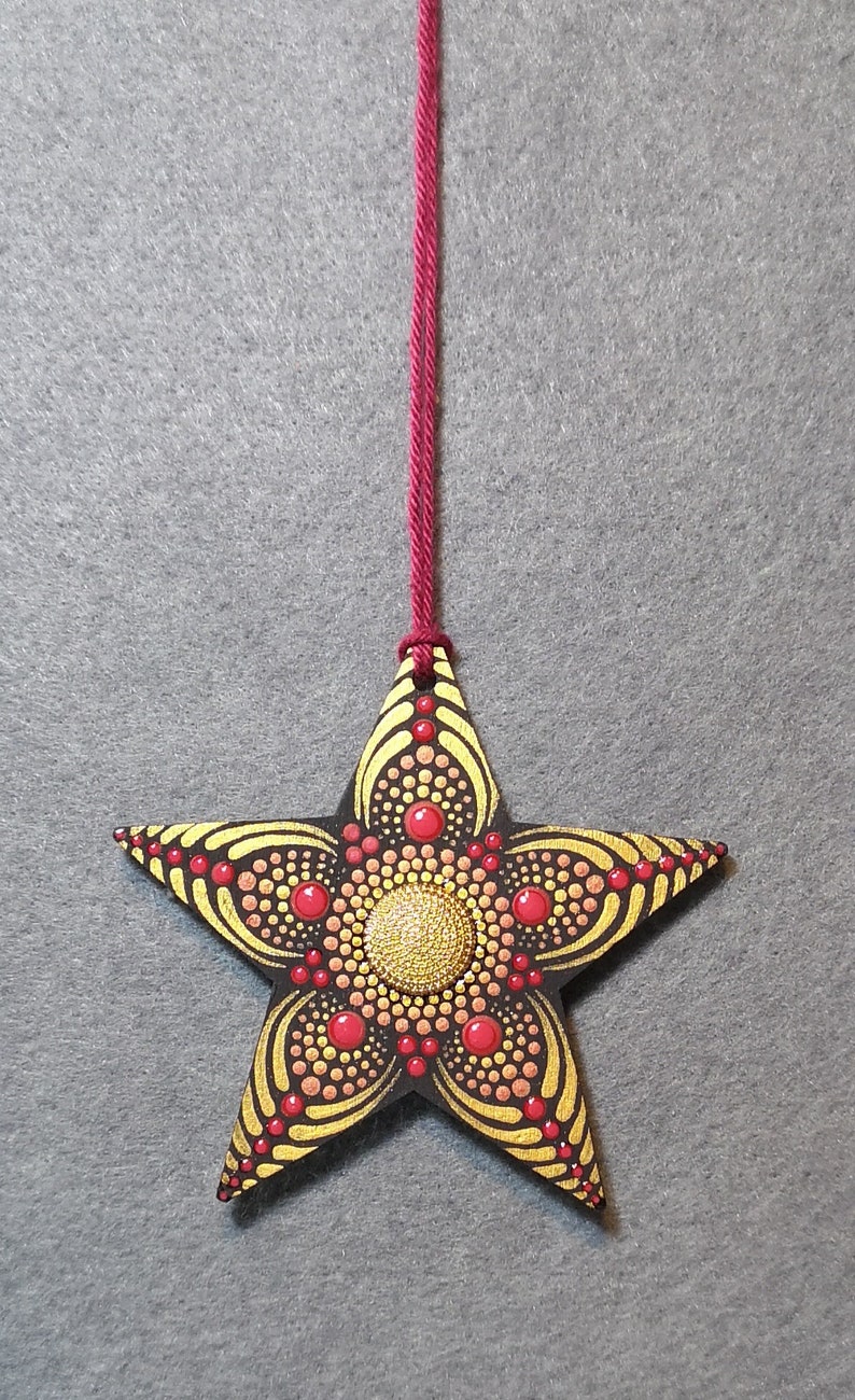 Gold Star - Dot Mandala - Hand Painted - Christmas Star - Tree ...