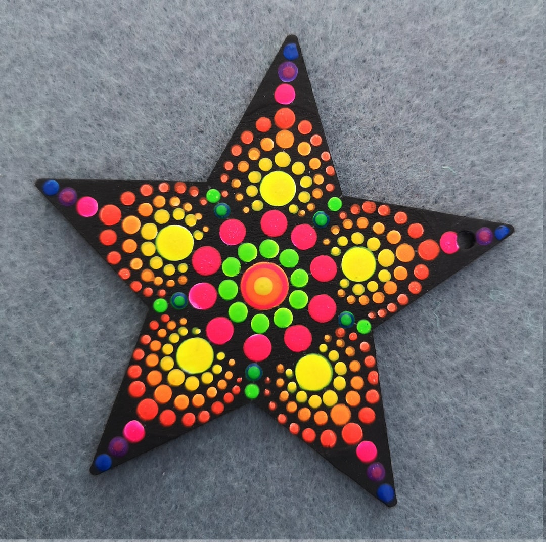 Neon Sunshine Star- Handpainted- Christmas Decoration - Etsy