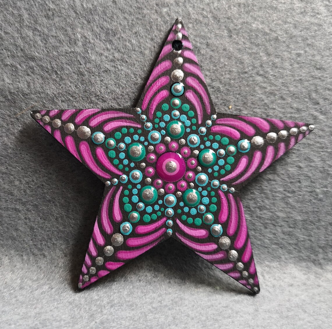 Hand Painted Dot Mandala Star Silver - Etsy