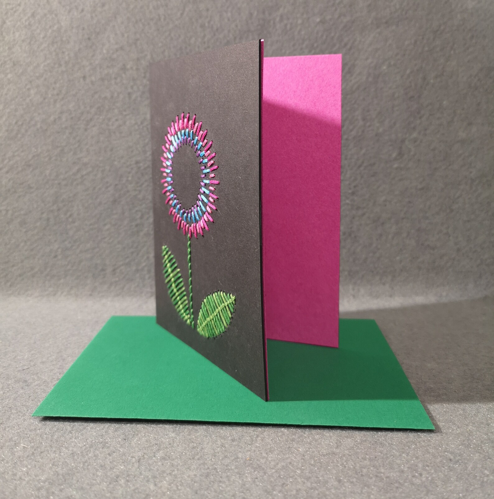Hand Stitched Flower Card - Etsy
