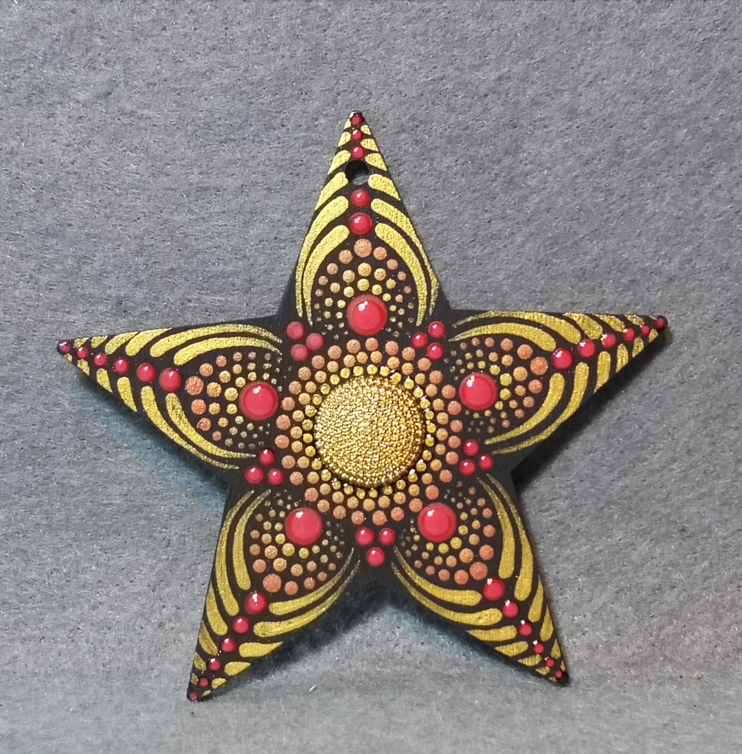 Gold Star - Dot Mandala - Hand Painted - Christmas Star - Tree ...