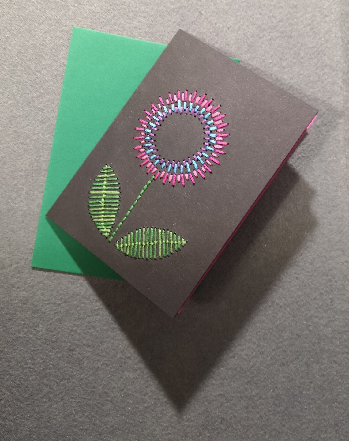 Hand Stitched Flower Card - Etsy