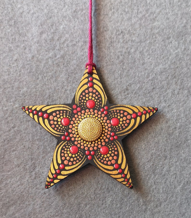 Gold Star - Dot Mandala - Hand Painted - Christmas Star - Tree ...