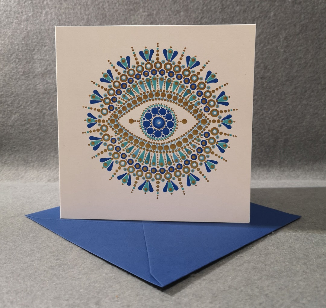 Evil Eye Greeting Card - Symbol of Protection - Dot Mandala - Hand ...